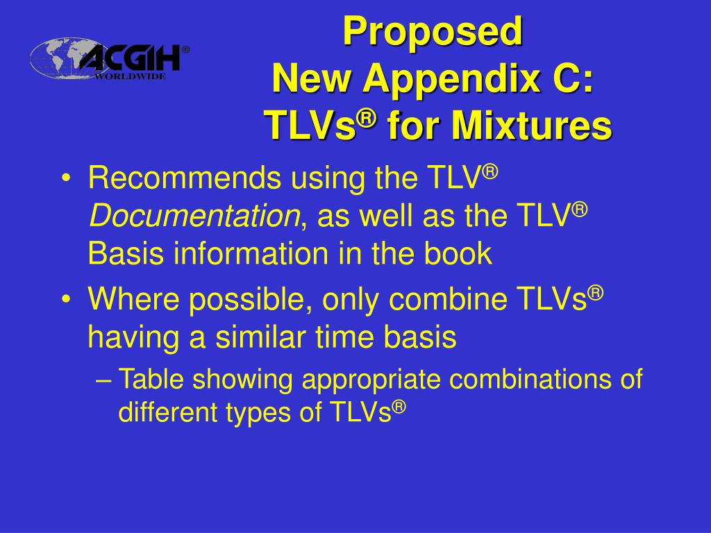 PPT - ACGIH ® TLVs ® for Chemical Substances Committee Update ...