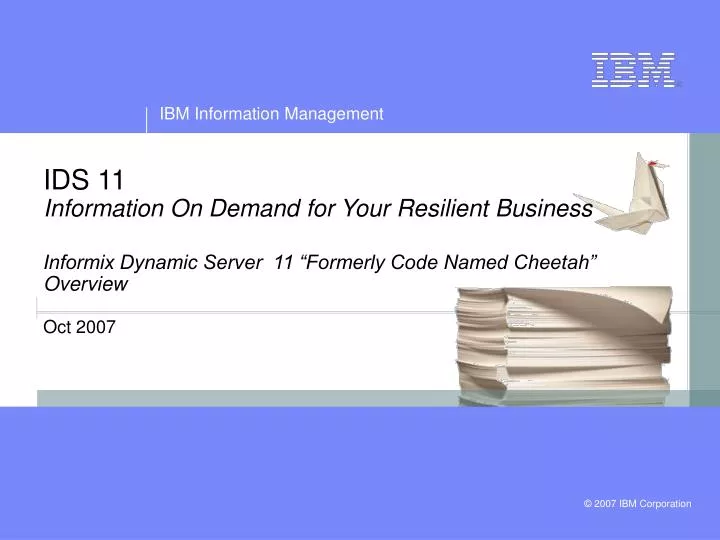 Ppt Ids 11 Information On Demand For Your Resilient Business Informix Dynamic Server 11
