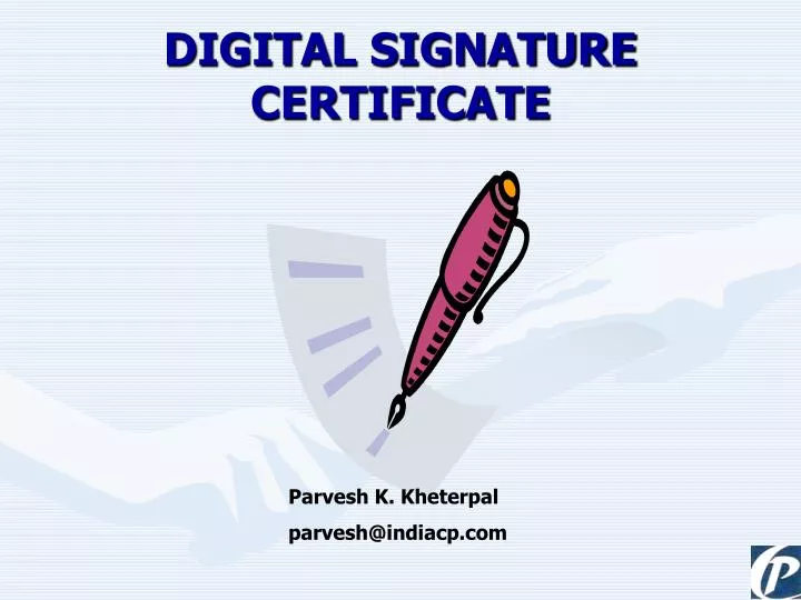 PPT - DIGITAL SIGNATURE CERTIFICATE PowerPoint Presentation, free ...