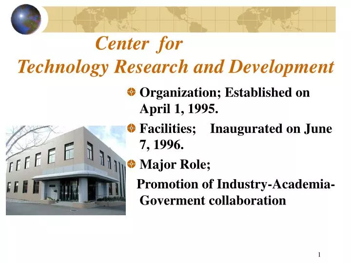 PPT - Center for Technology Research and Development PowerPoint ...