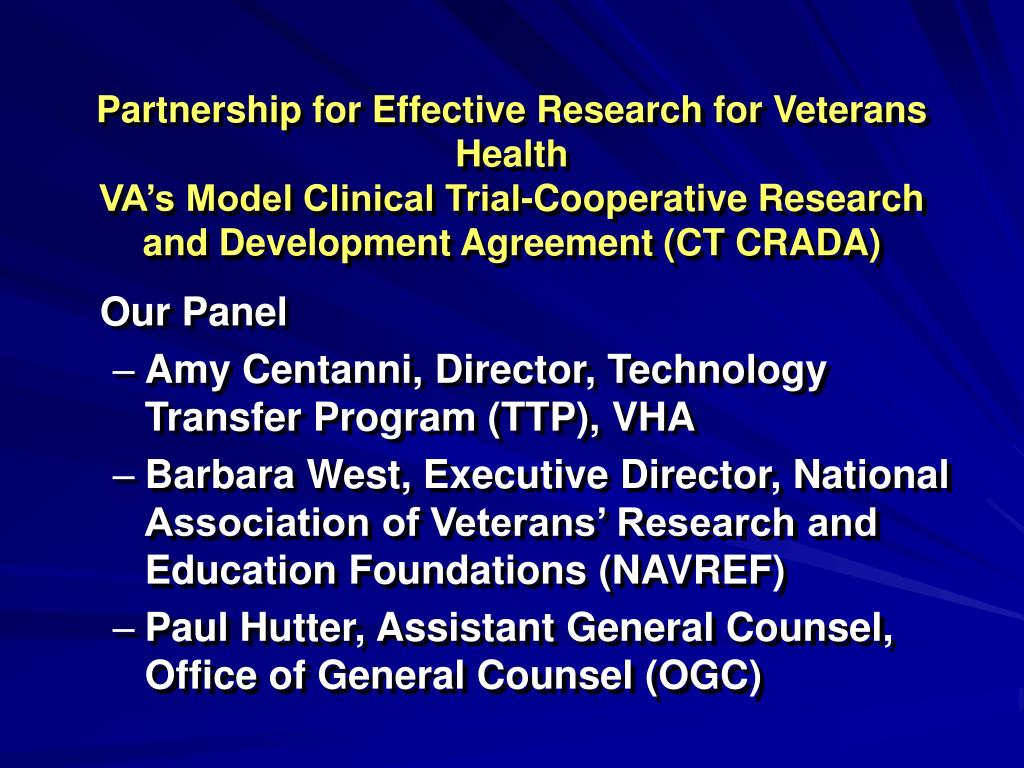 PPT - Partnership for Effective Research for Veterans Health VA’s Model ...