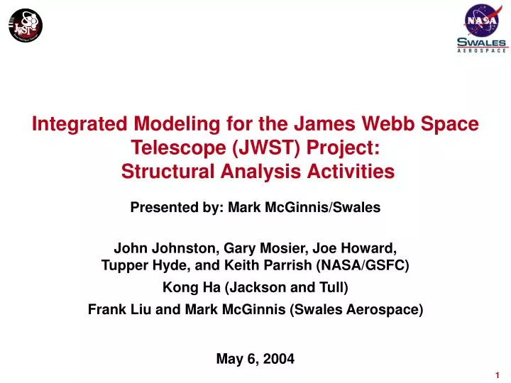 PPT - Integrated Modeling for the James Webb Space Telescope (JWST ...