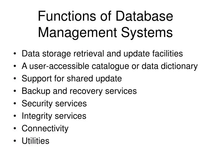 Ppt - Functions Of Database Management Systems Powerpoint Presentation