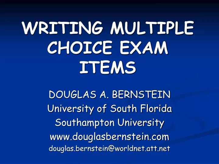PPT - WRITING MULTIPLE CHOICE EXAM ITEMS PowerPoint Presentation, free ...