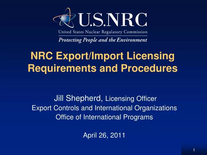 PPT - NRC Export/Import Licensing Requirements and Procedures ...
