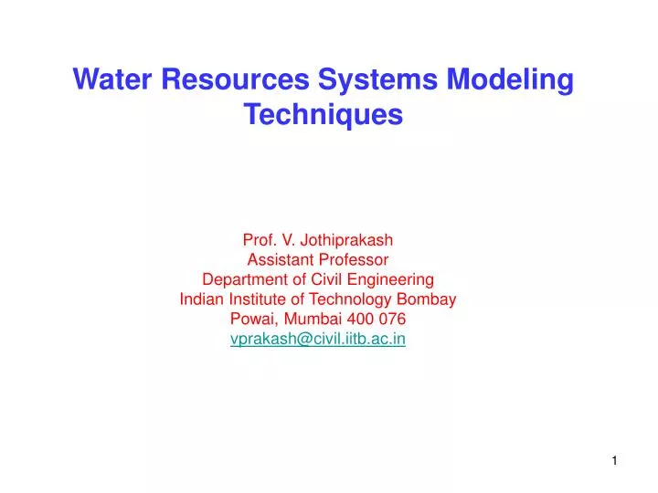 PPT - Water Resources Systems Modeling Techniques PowerPoint ...