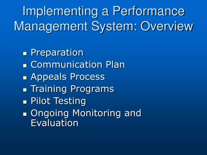 PPT - Implementing a Performance Management System: Overview PowerPoint ...