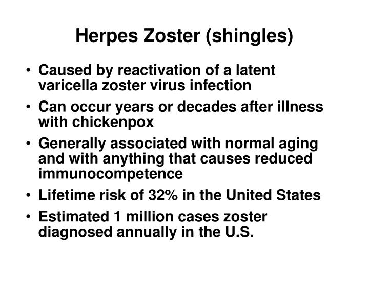 PPT - Adult Immunization 2010 Herpes Zoster (Shingles) Segment ...