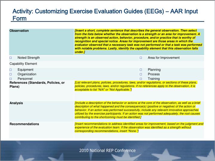 PPT - G-131 & E/L-131: Exercise Evaluation and Improvement Planning ...