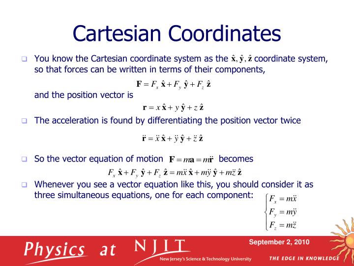 PPT - Physics 430: Lecture 2 Newton’s 2 nd Law in Cartesian and Polar ...