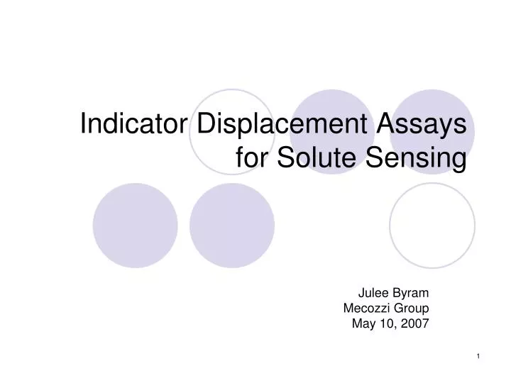 PPT - Indicator Displacement Assays for Solute Sensing PowerPoint ...