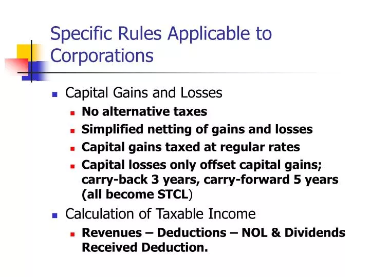 PPT - Specific Rules Applicable to Corporations PowerPoint Presentation ...