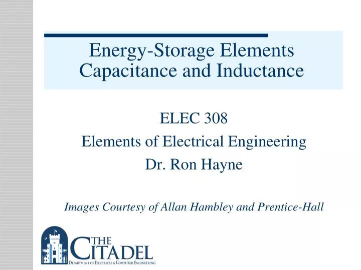 PPT - Energy-Storage Elements Capacitance and Inductance PowerPoint ...