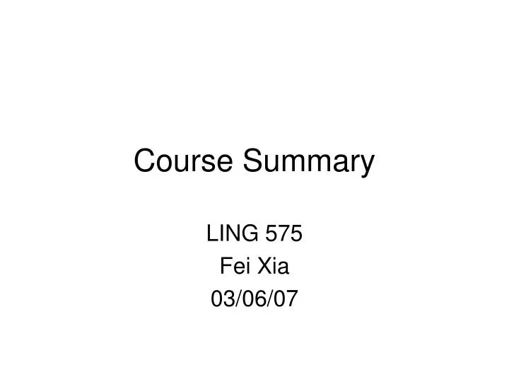 PPT - Course Summary PowerPoint Presentation, free download - ID:393672