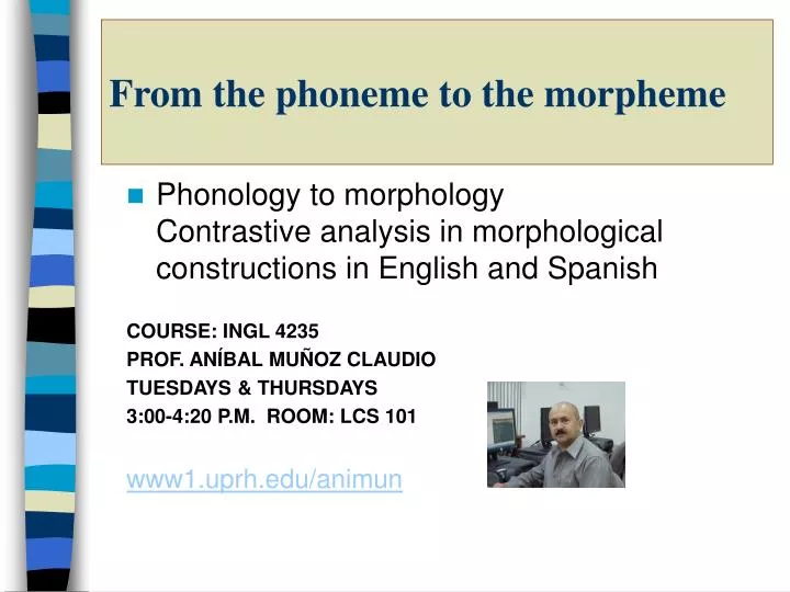 PPT - From the phoneme to the morpheme PowerPoint Presentation, free ...