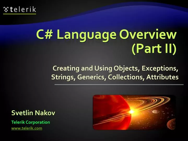 PPT - C# Language Overview (Part II) PowerPoint Presentation, free ...