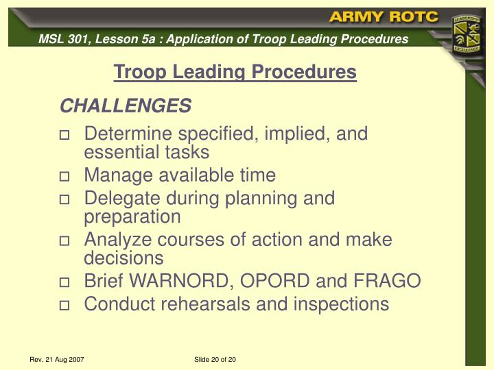 PPT - Application of the Troop Leading Procedures PowerPoint ...