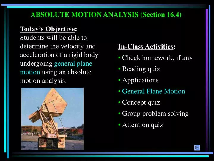 PPT - ABSOLUTE MOTION ANALYSIS (Section 16.4) PowerPoint Presentation ...