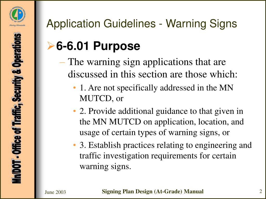 PPT - Signing Plan Design - At Grade Intersections TEM Chapter 6-6.0 ...