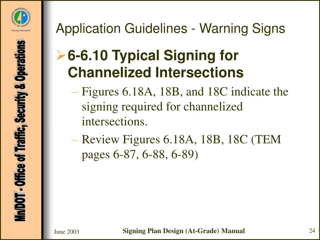 PPT - Signing Plan Design - At Grade Intersections TEM Chapter 6-6.0 ...