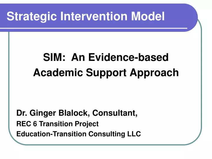 PPT - Strategic Intervention Model PowerPoint Presentation, free ...