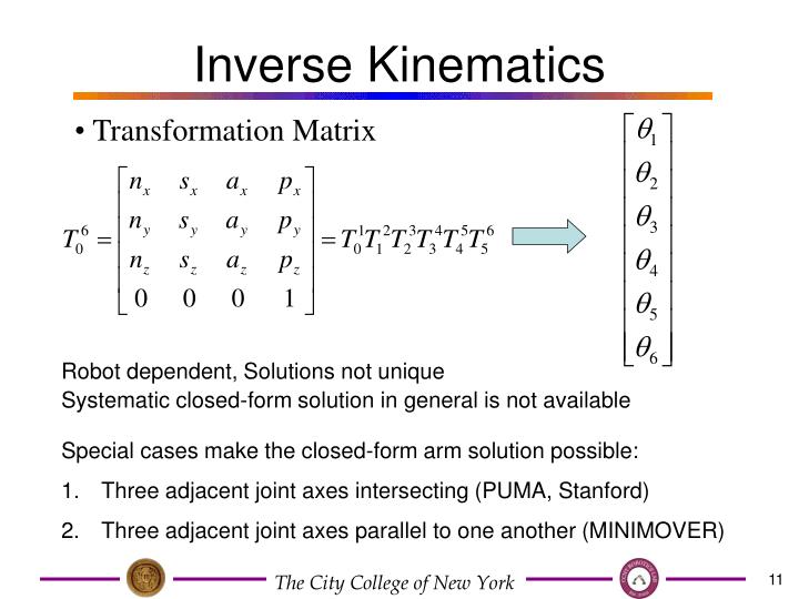 PPT - Inverse Kinematics Jacobian Matrix Trajectory Planning PowerPoint ...