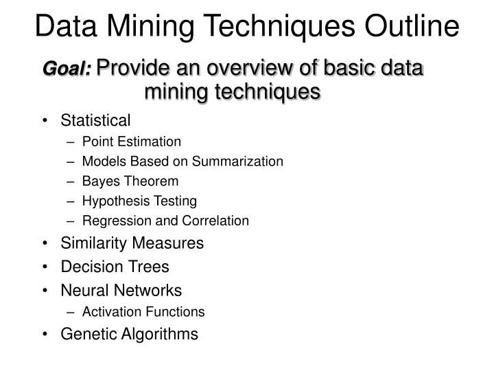 PPT - Data Mining Techniques Outline PowerPoint Presentation, free ... PPT - Data Mining Techniques Outline PowerPoint Presentation, free ...