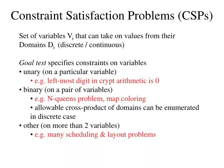 PPT - Constraint Satisfaction Problems (CSPs) PowerPoint Presentation ...