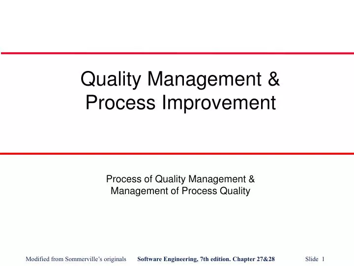 PPT - Quality Management & Process Improvement PowerPoint Presentation ...
