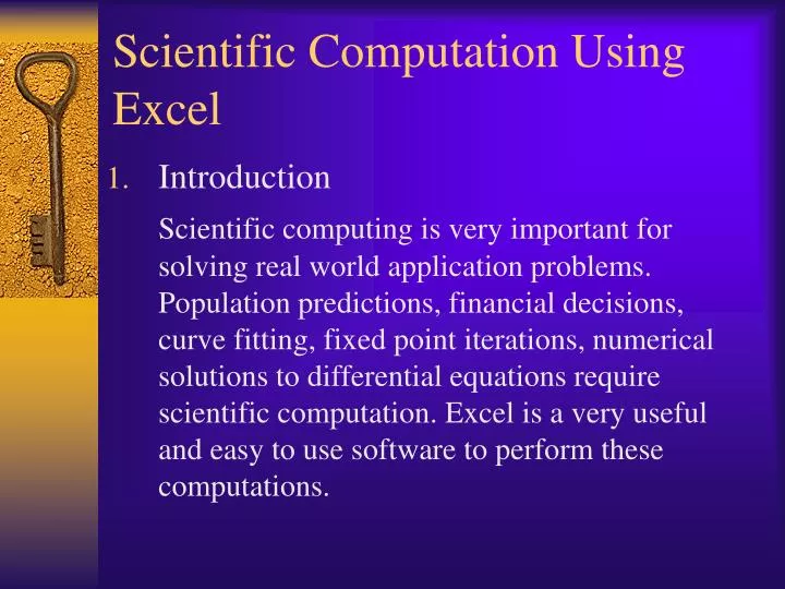 PPT - Scientific Computation Using Excel PowerPoint Presentation, free ...