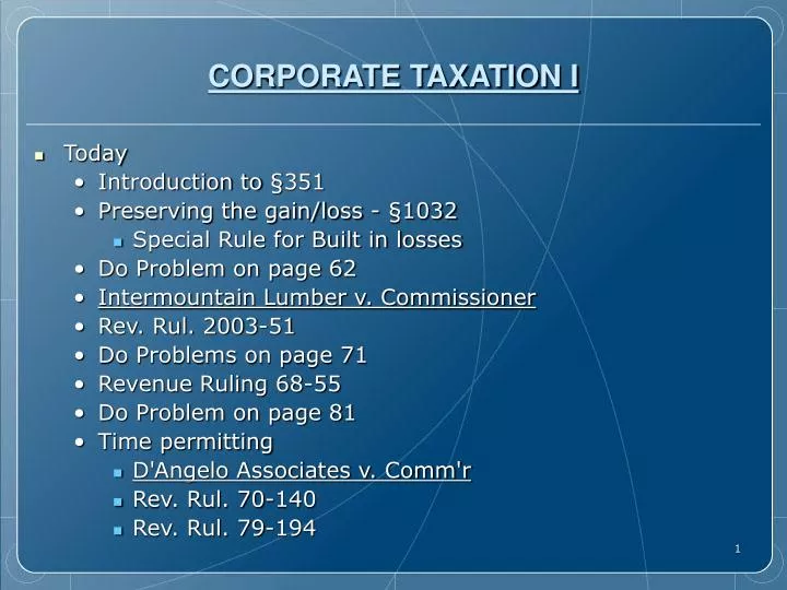 PPT - CORPORATE TAXATION I PowerPoint Presentation, free download - ID ...
