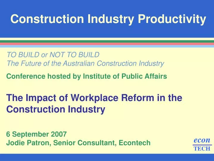 PPT - Construction Industry Productivity PowerPoint Presentation, free ...