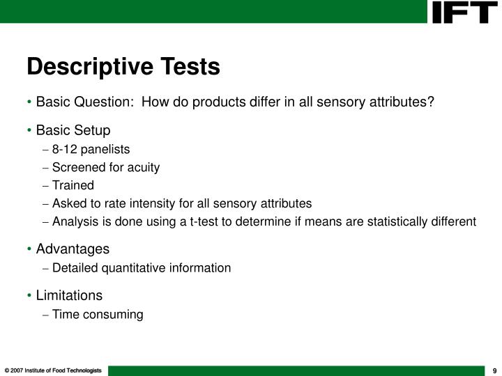 PPT - Sensory Science 101 Part II: Sensory Evaluation Methods ...