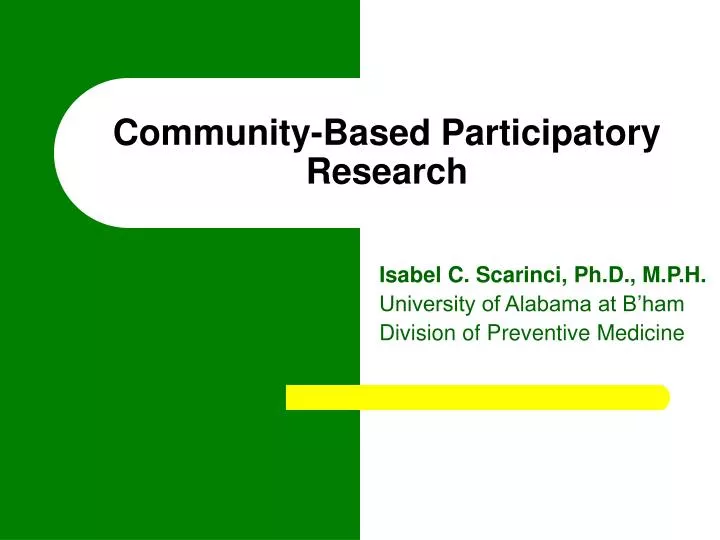 PPT - Community-Based Participatory Research PowerPoint Presentation ...