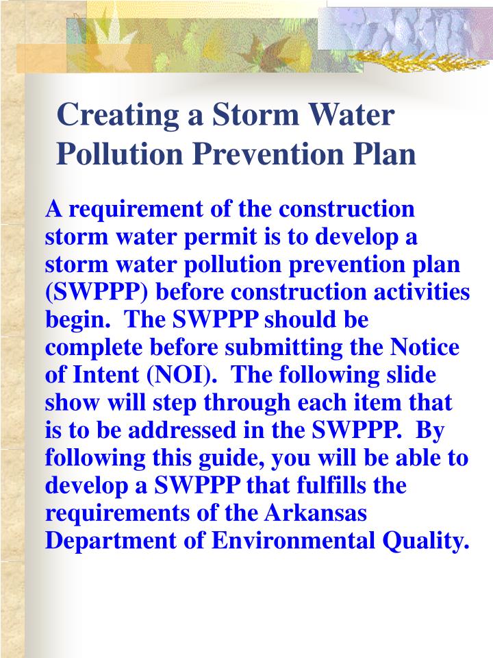 PPT - Creating a Storm Water Pollution Prevention Plan PowerPoint ...