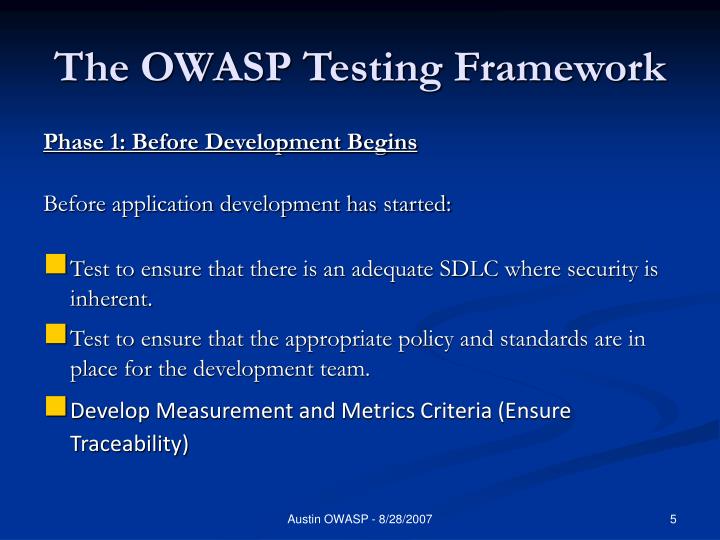 PPT - The OWASP Testing Framework PowerPoint Presentation - ID:403641