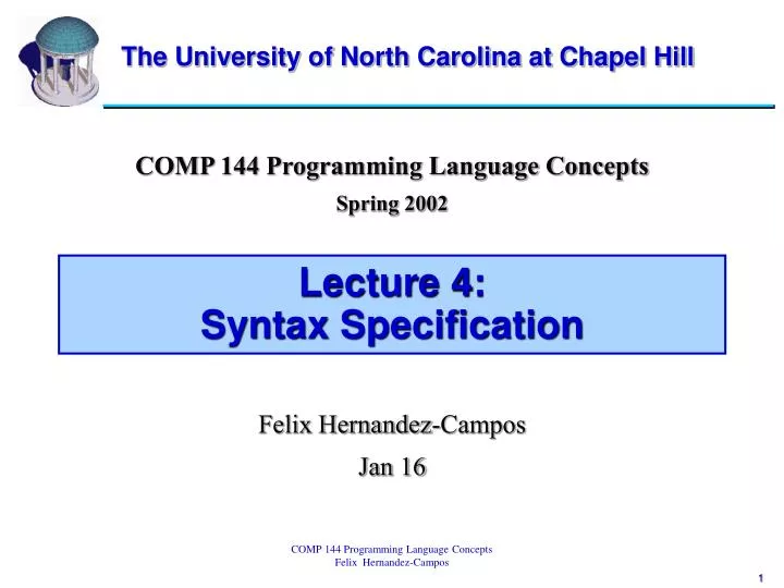Ppt Lecture 4 Syntax Specification Powerpoint Presentation Free