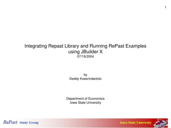 PPT - Integrating Repast Library and Running RePast Examples using ...