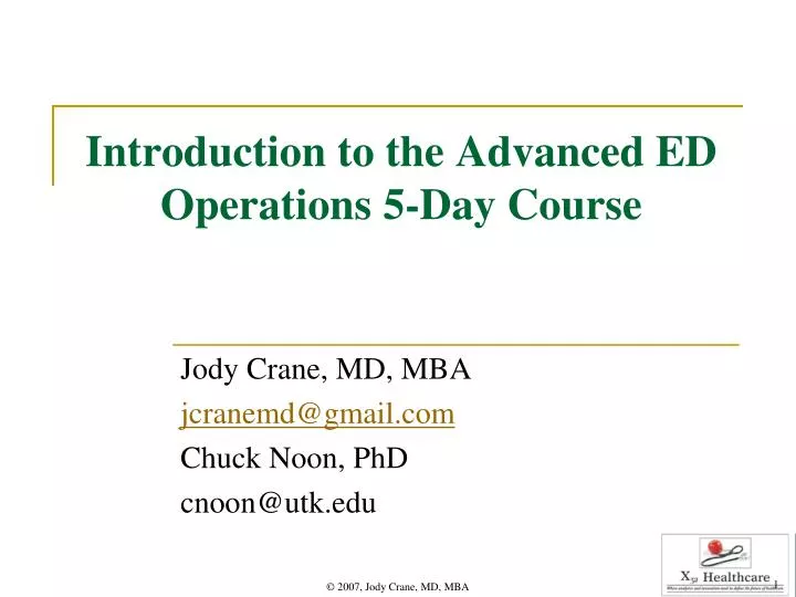PPT - Introduction to the Advanced ED Operations 5-Day Course ...