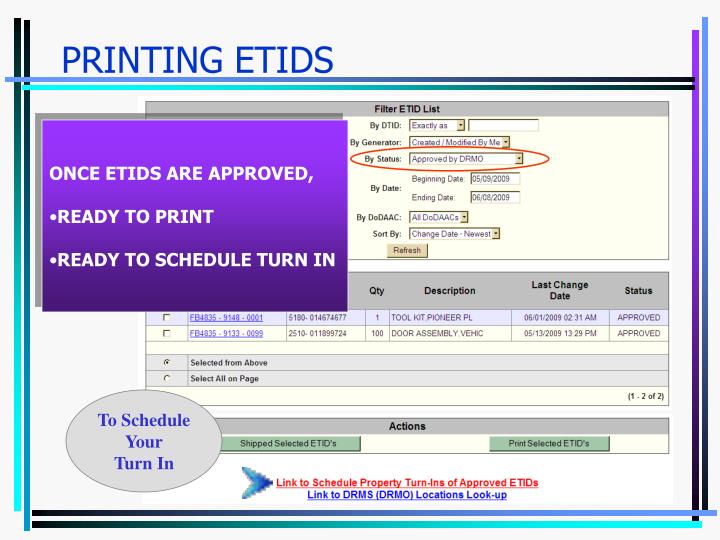 PPT - ETID ELECTRONIC TURN IN DOCUMENT PowerPoint Presentation - ID:40779