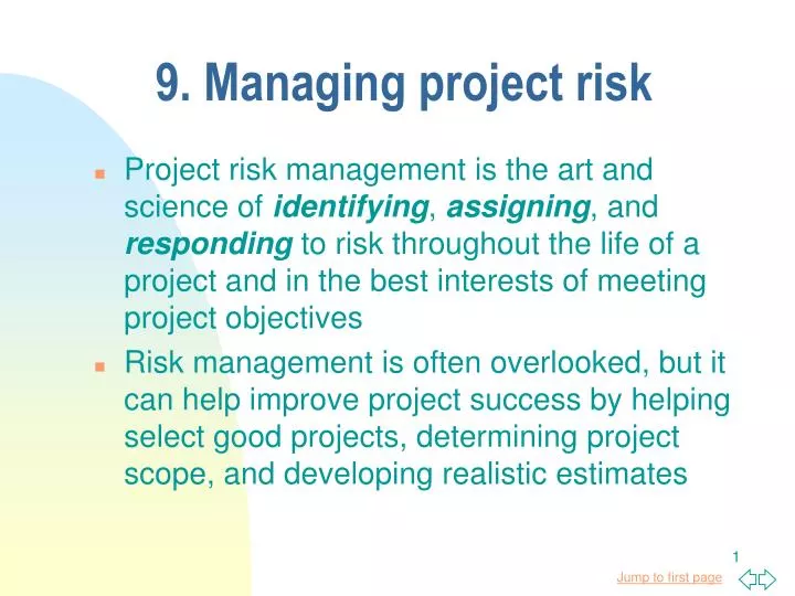 PPT - 9. Managing project risk PowerPoint Presentation, free download ...