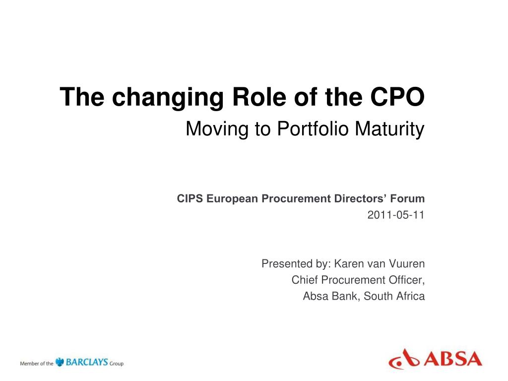 PPT - The changing Role of the CPO Moving to Portfolio Maturity CIPS ...
