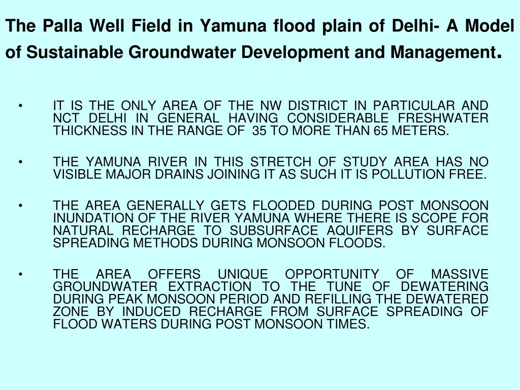 PPT - RIVER YAMUNA, THE GROUNDWATER IN IT’S FLOOD PLAIN AND DELHI ...