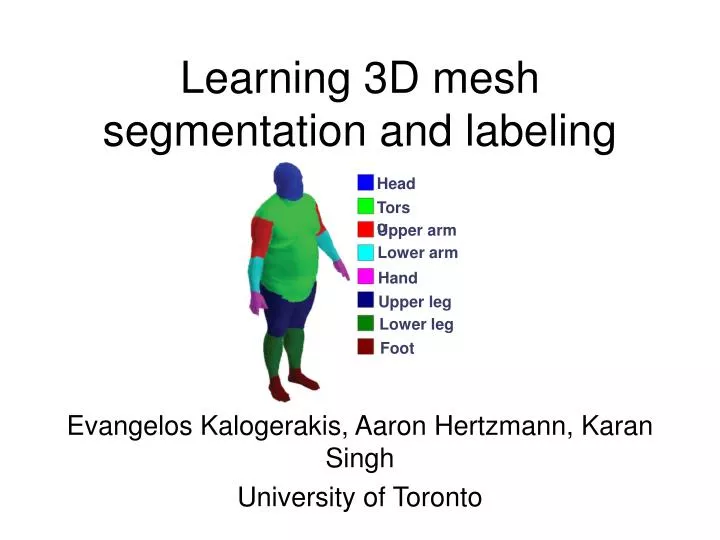 PPT - Learning 3D mesh segmentation and labeling PowerPoint Presentation - ID:411964