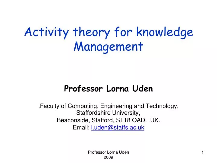 PPT - Activity theory for knowledge Management PowerPoint Presentation ...