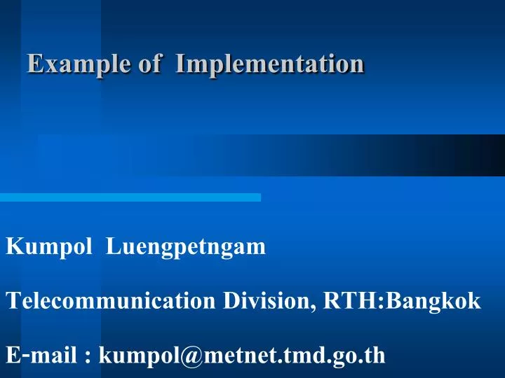 PPT - Example of Implementation PowerPoint Presentation, free download ...