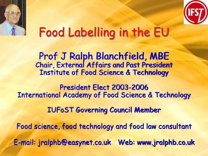 PPT - Food Labelling in the EU PowerPoint Presentation, free download ...