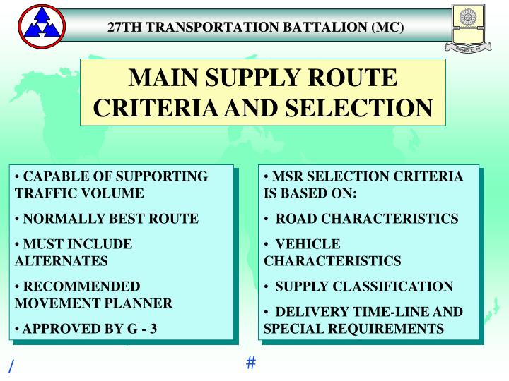 PPT - MAIN SUPPLY ROUTE & CONVOY SUPPORT CENTER SELECTION PowerPoint ...