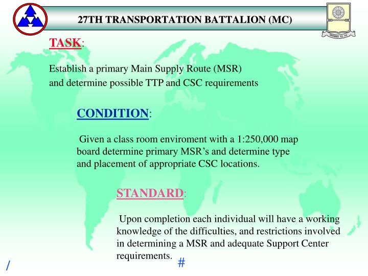 PPT - MAIN SUPPLY ROUTE & CONVOY SUPPORT CENTER SELECTION PowerPoint ...
