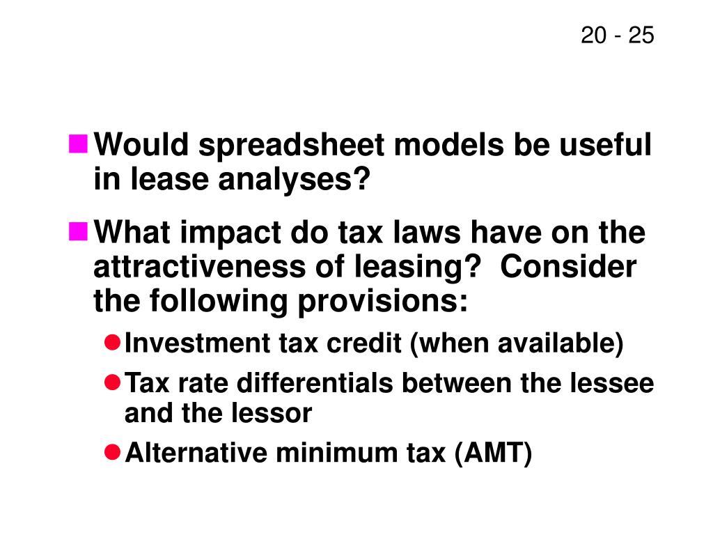 PPT - Types of leases Tax treatment of leases Effects on financial ...